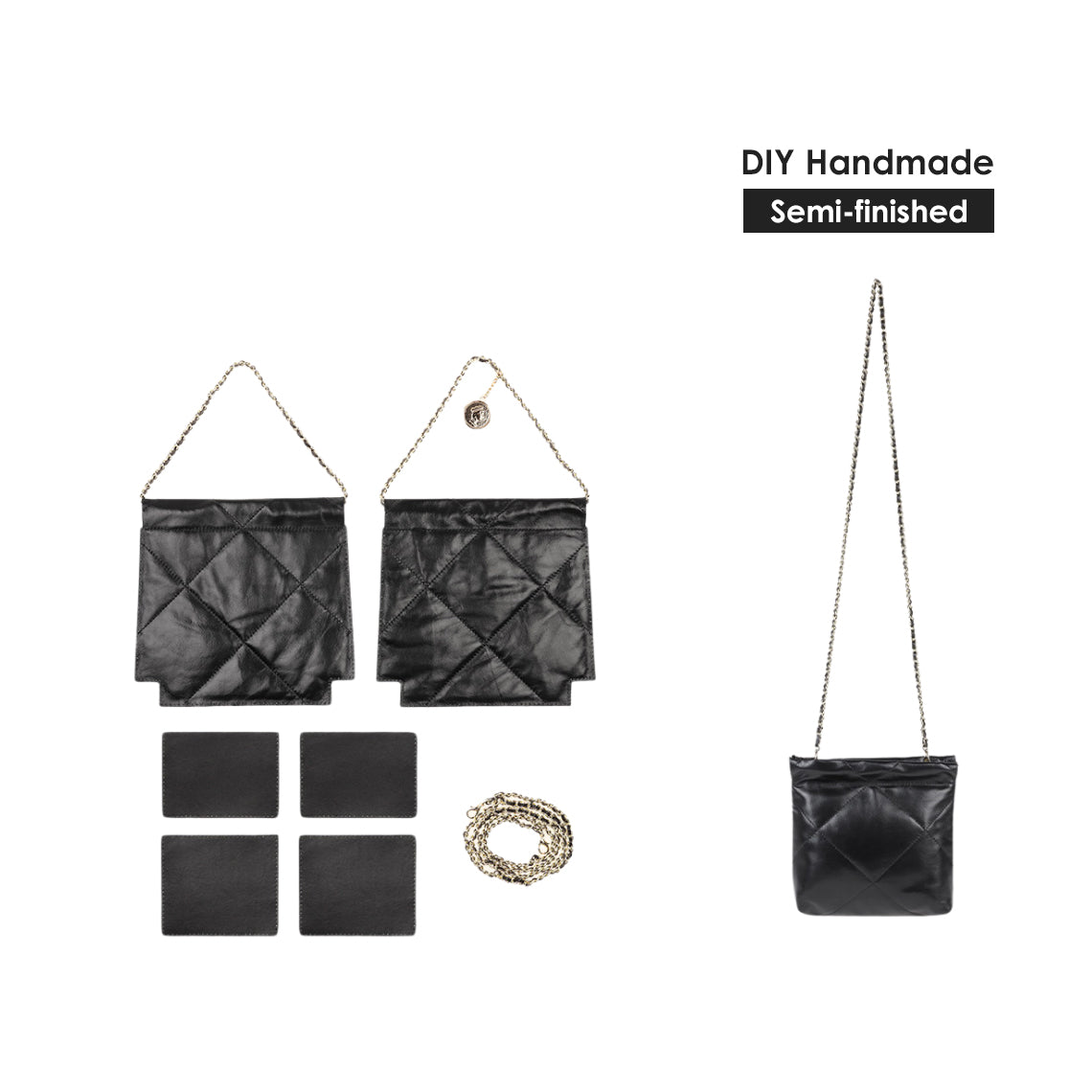 CUCUBIRD® Quilted Leather Chain Purse DIY Kit